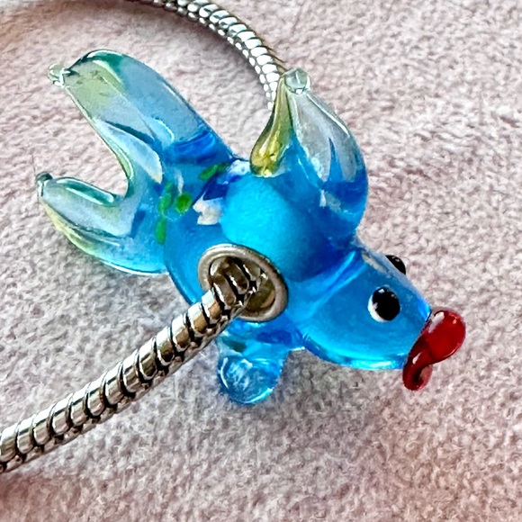 Pandora | Jewelry | One Of A Kind Murano Glass Blue Fish Charm | Poshmark
